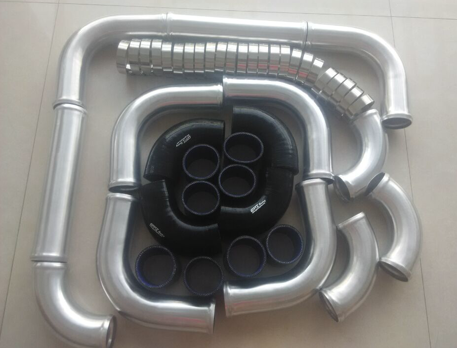 NEW 2" 51mm Aluminum Universal Intercooler Turbo Piping + Black hose k ...